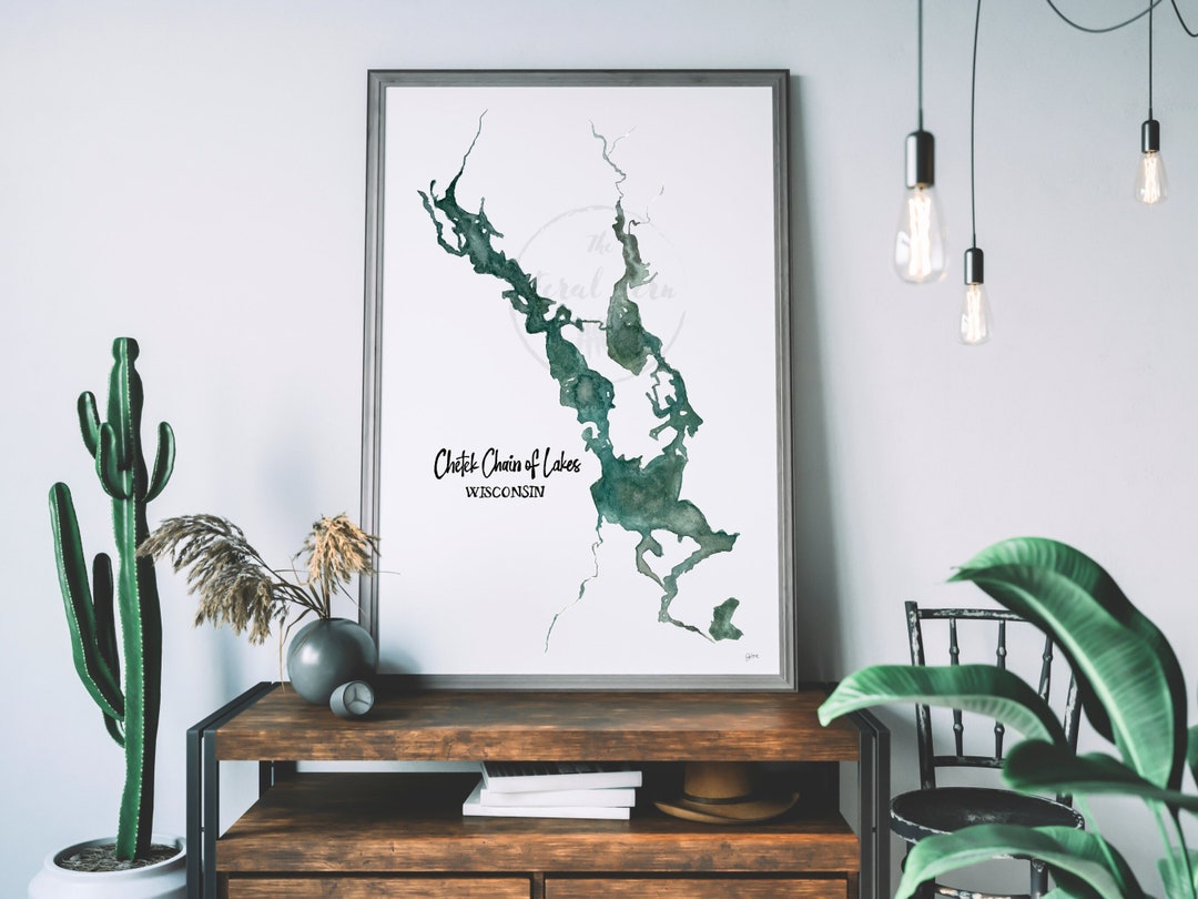 Chetek Chain of Lakes/ Chetek, WI Art/ Watercolor Lake Painting/ Lake ...