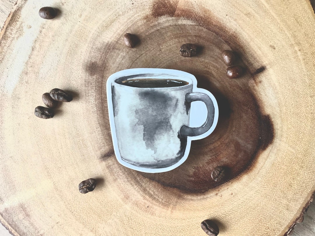 Coffee Cup Sticker/ Watercolor Coffee Sticker/ Coffee Mug Sticker ...