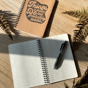 Hand Stamped Notebook, to Do List Notebook, Linocut Notebook, Funny ...