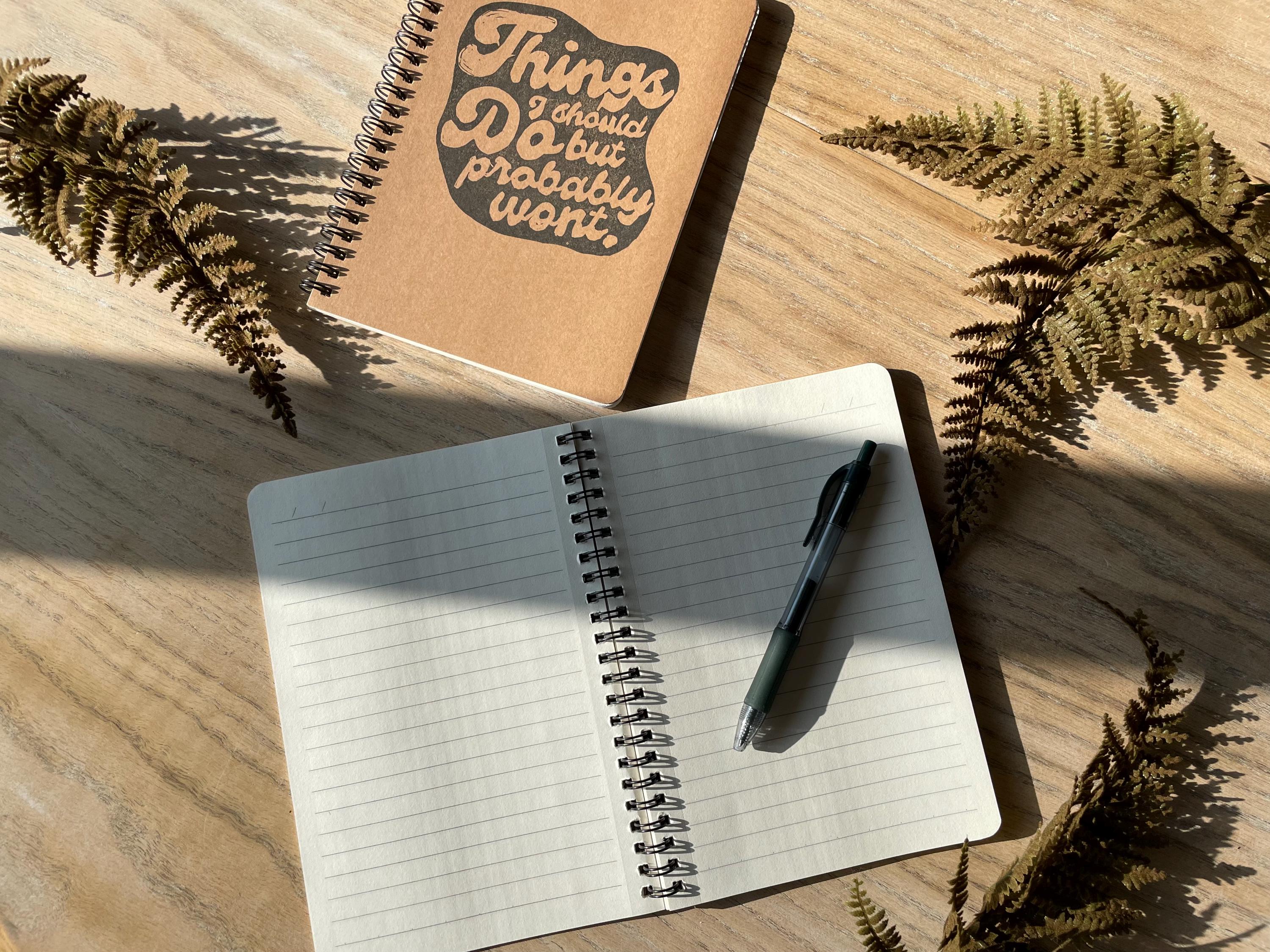 Hand Stamped Notebook, to Do List Notebook, Linocut Notebook, Funny ...