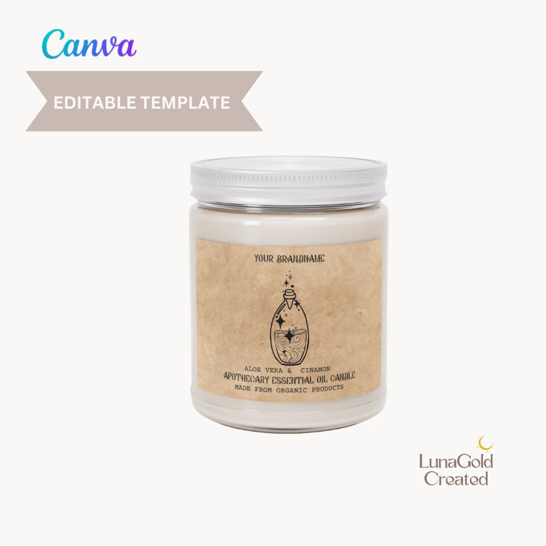 Printable Candle Label Canva Editable Template - Apothecary Candle ...