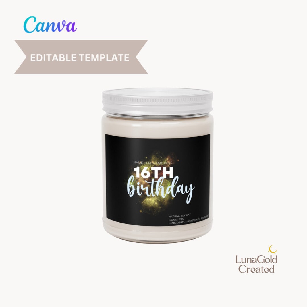 Printable Candle Label Canva Editable Template - Custom Birthday Candle ...