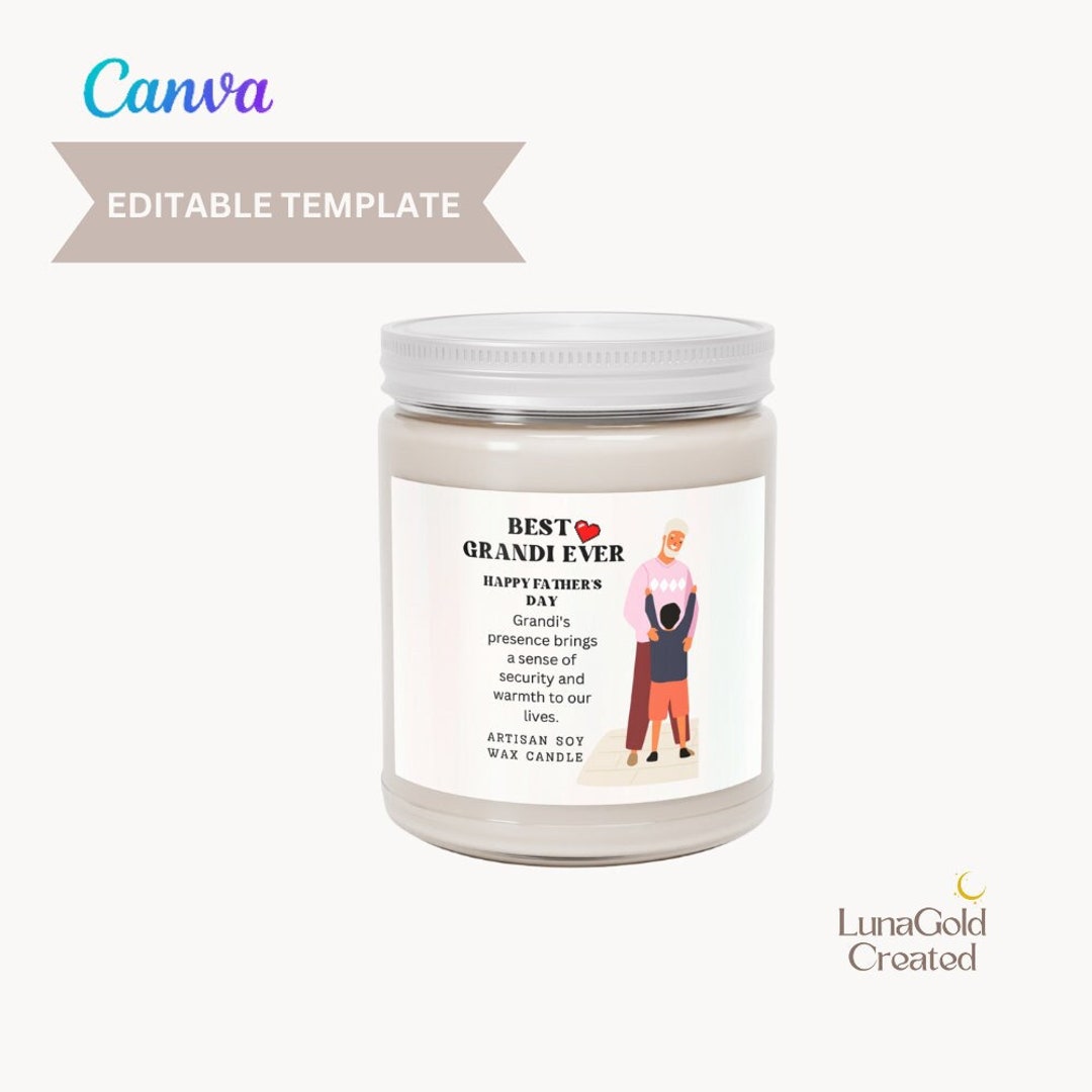 Printable Candle Label Canva Editable Template for Grandi Granddad ...