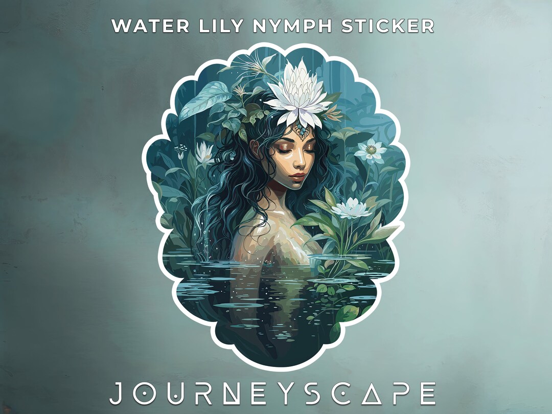 Water Lily Nymph Sticker Ethereal Woman Art Tranquil Pond - Etsy