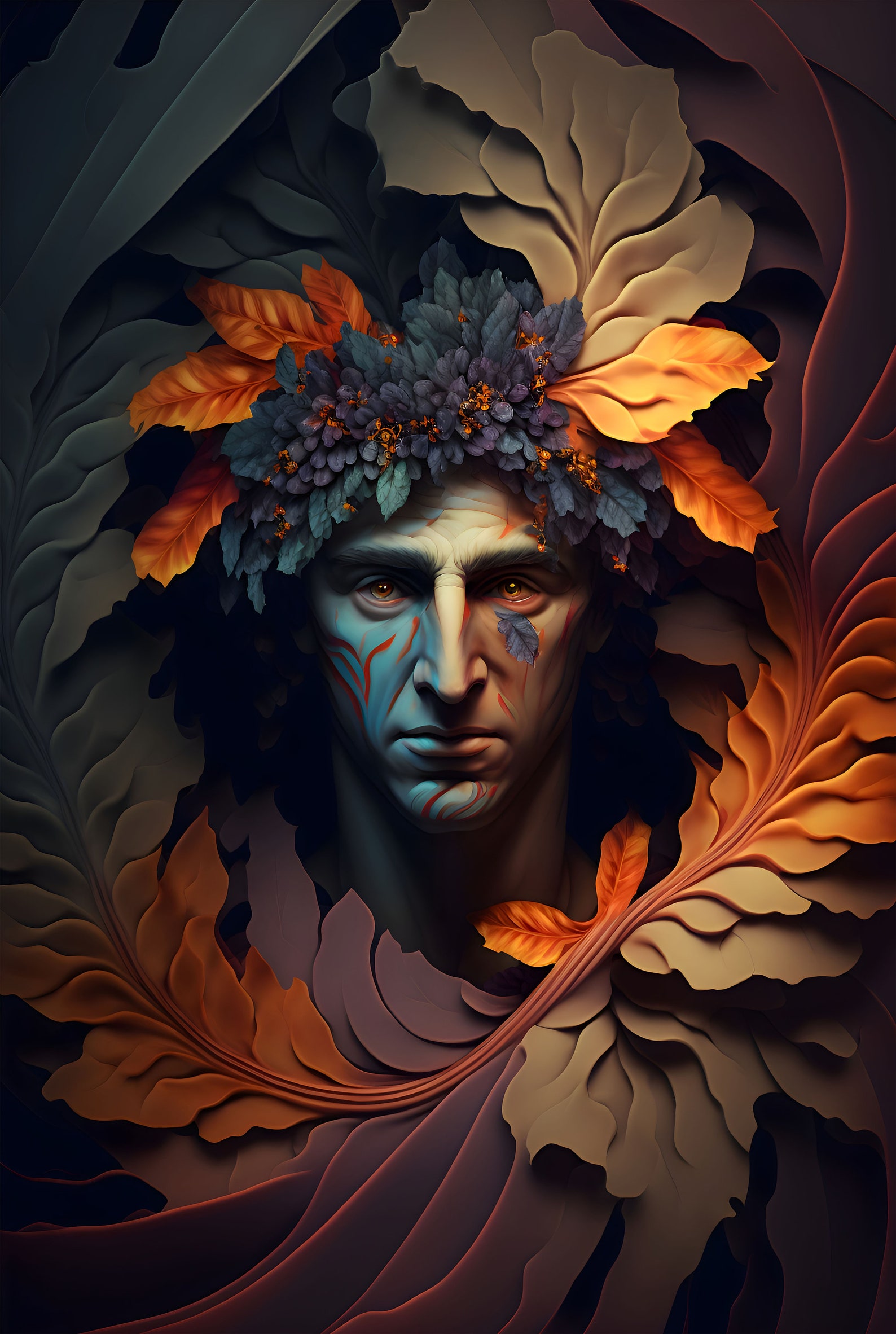 Digital Art Abstract Greek God Portrait Dionysus Perfect - Etsy