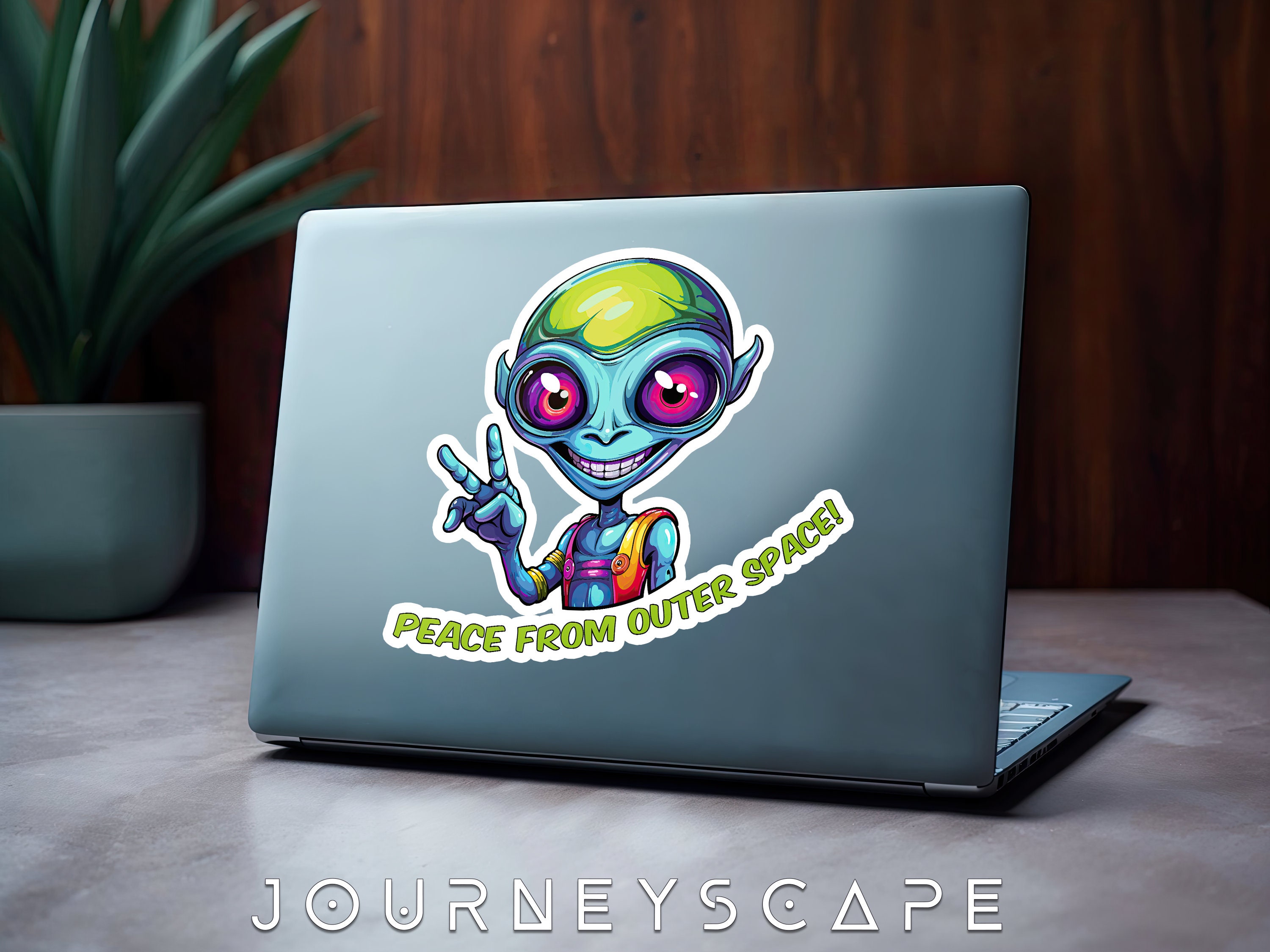 Peace From Outer Space Alien Sticker High-quality Vinyl Quirky Space ...
