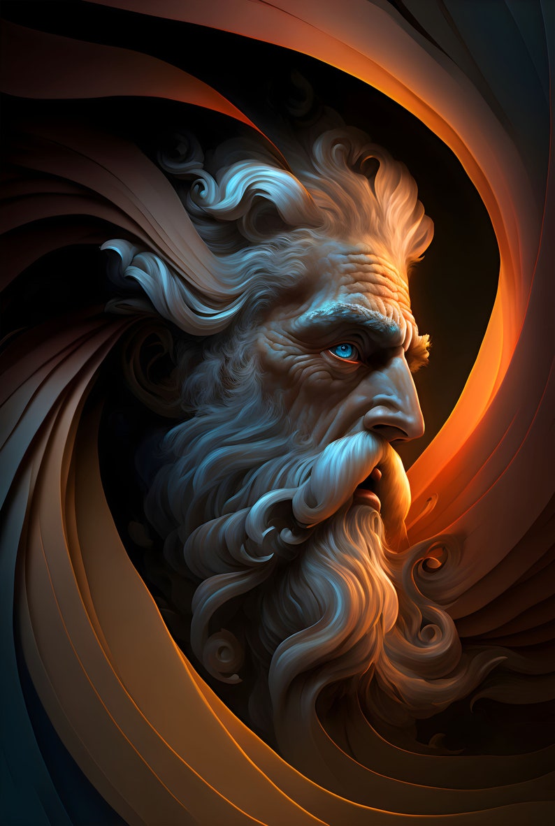 Digital Art Abstract Greek God Portrait Zeus Perfect - Etsy
