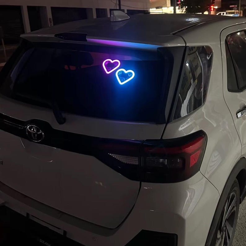 Solar Neon Heart LED Light – JDM Car Accessory Smart Lighting - Etsy
