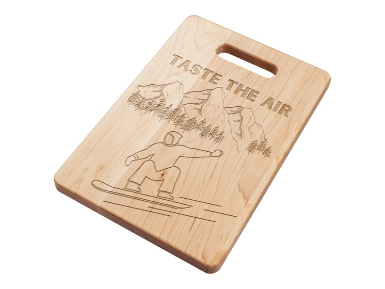 Laser Etched With Name & Mountain Snowboard Maple Wood Cutting Board ...