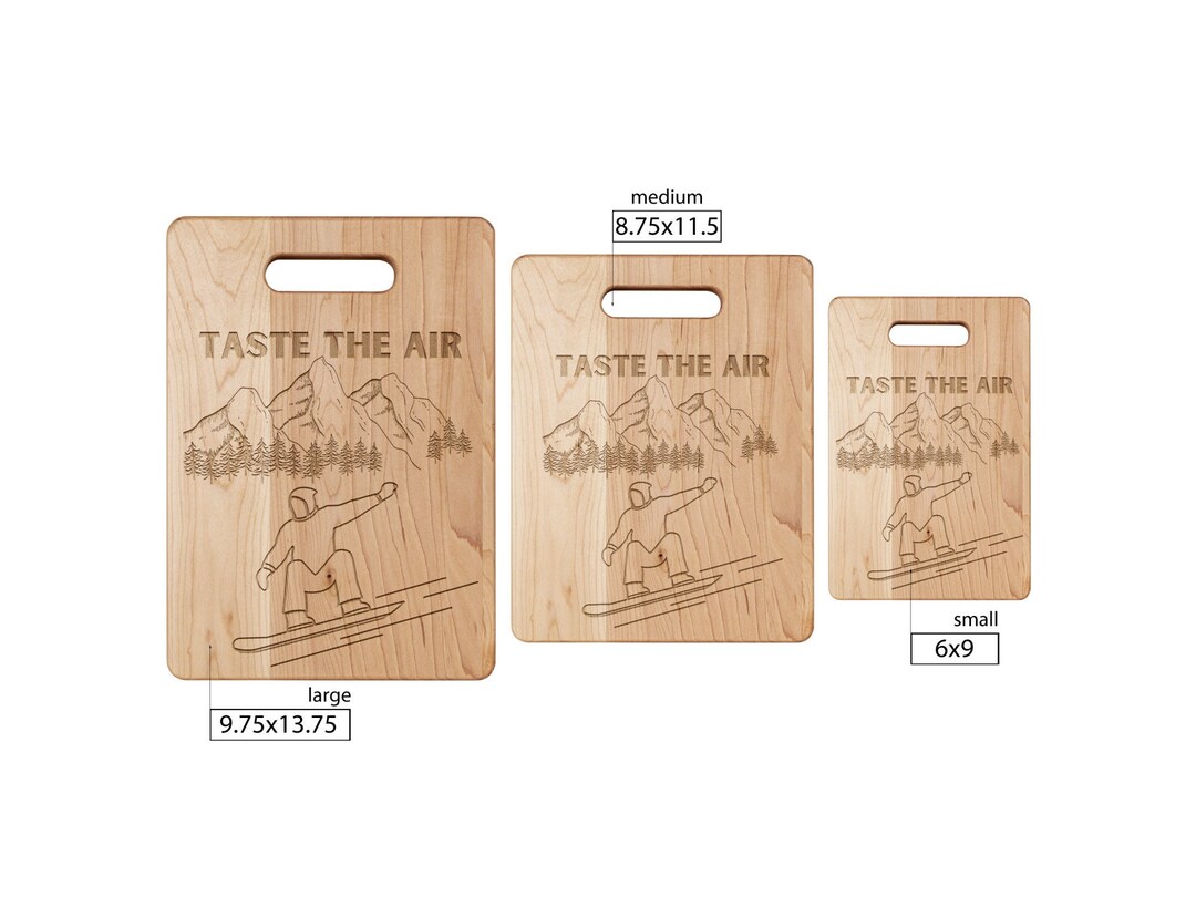 Laser Etched With Name & Mountain Snowboard Maple Wood Cutting Board ...