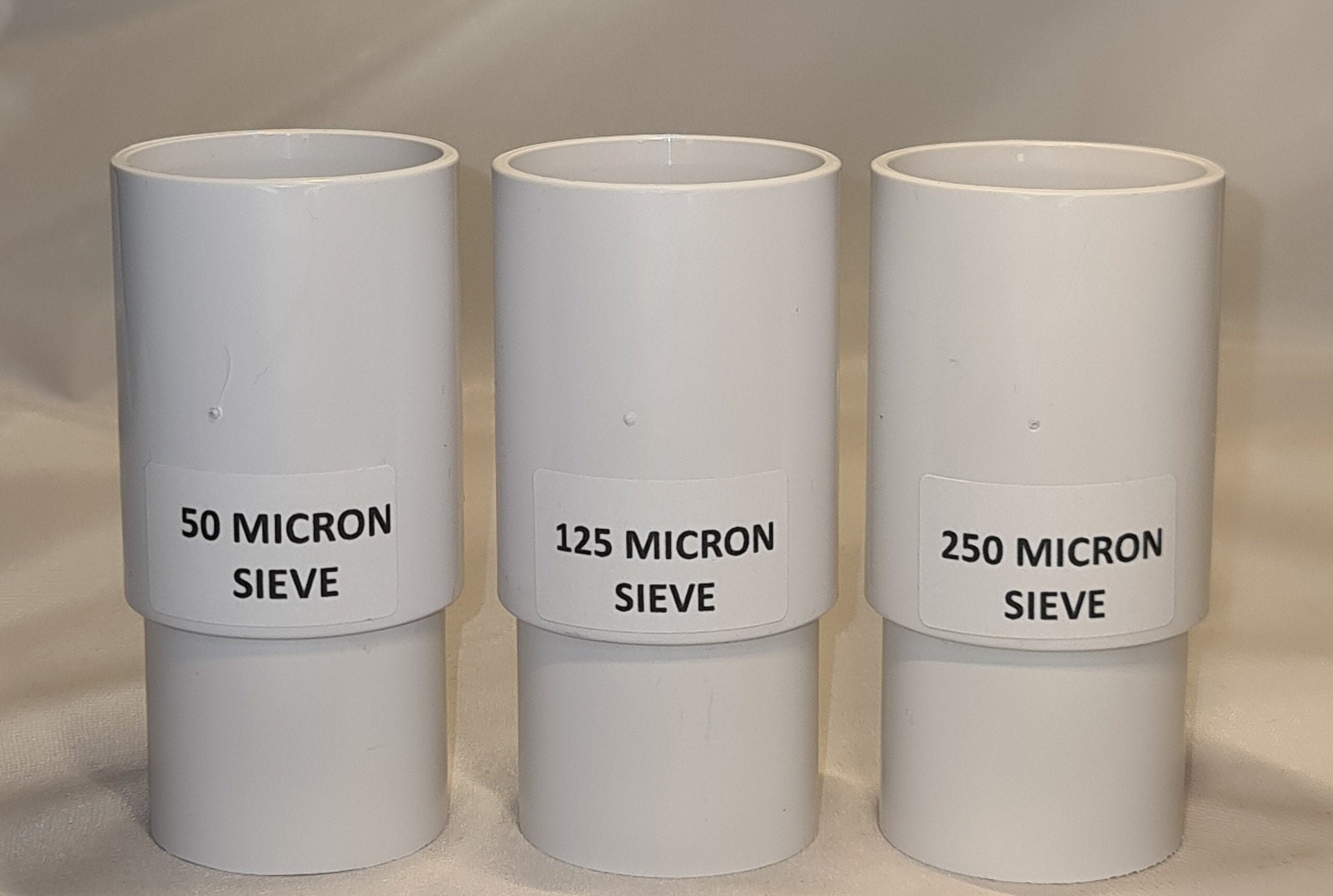 50, 125 & 250 Micron Stackable Nylon Mesh Sieve Set, Copepods, Rotifers ...