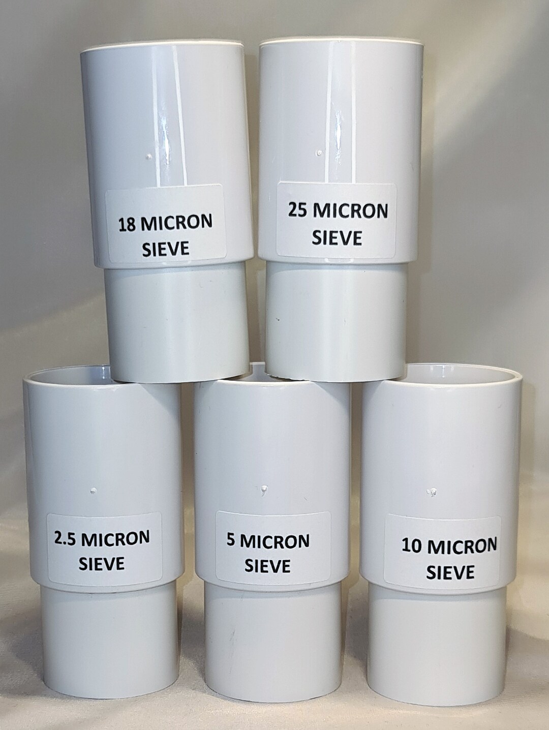 2.5, 5, 10, 18 & 25 Micron Stackable Nylon Mesh Sieve Set - Etsy