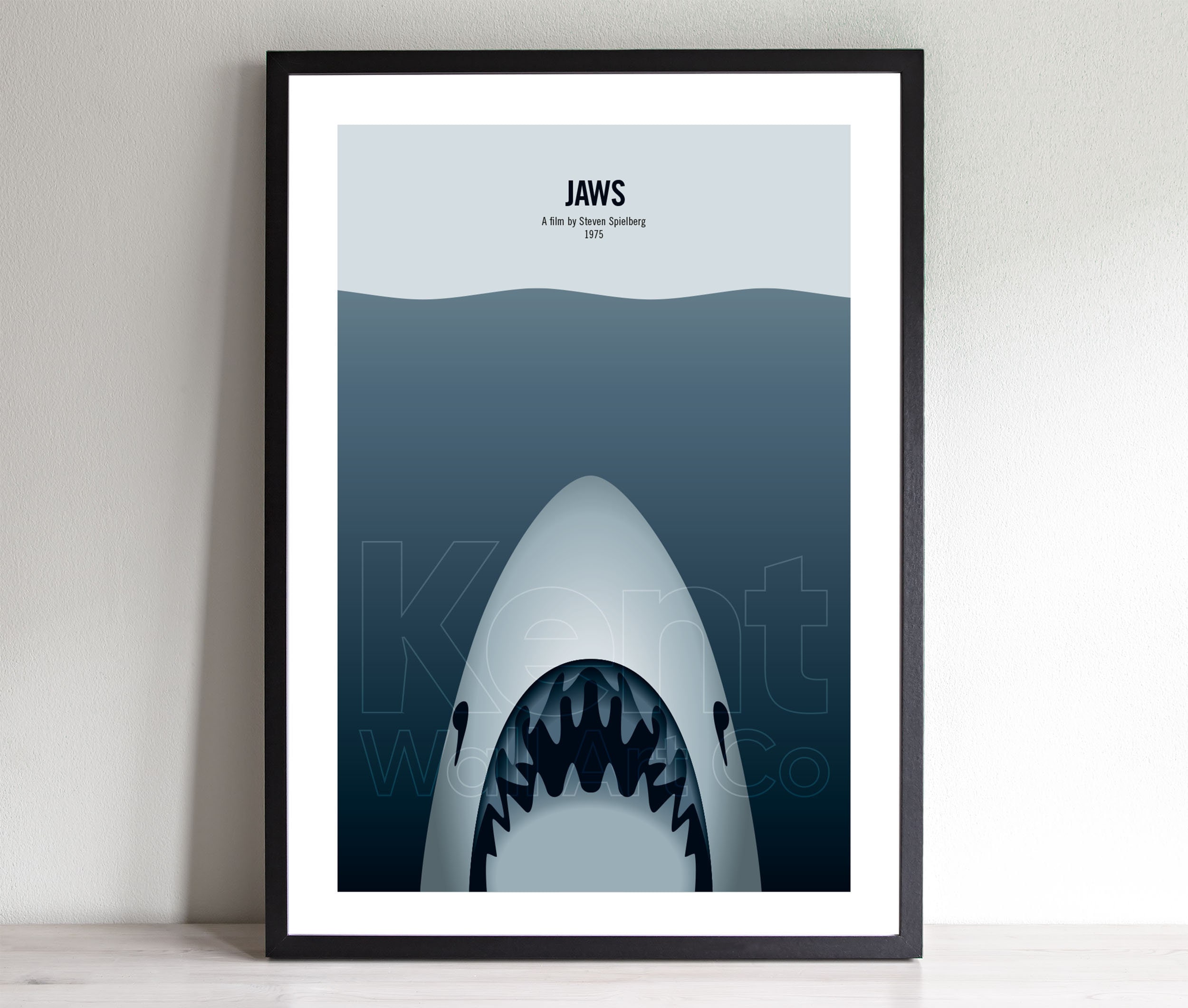 Jaws Minimalist Muted Movie Poster, Classic Steven Spielberg Retro ...