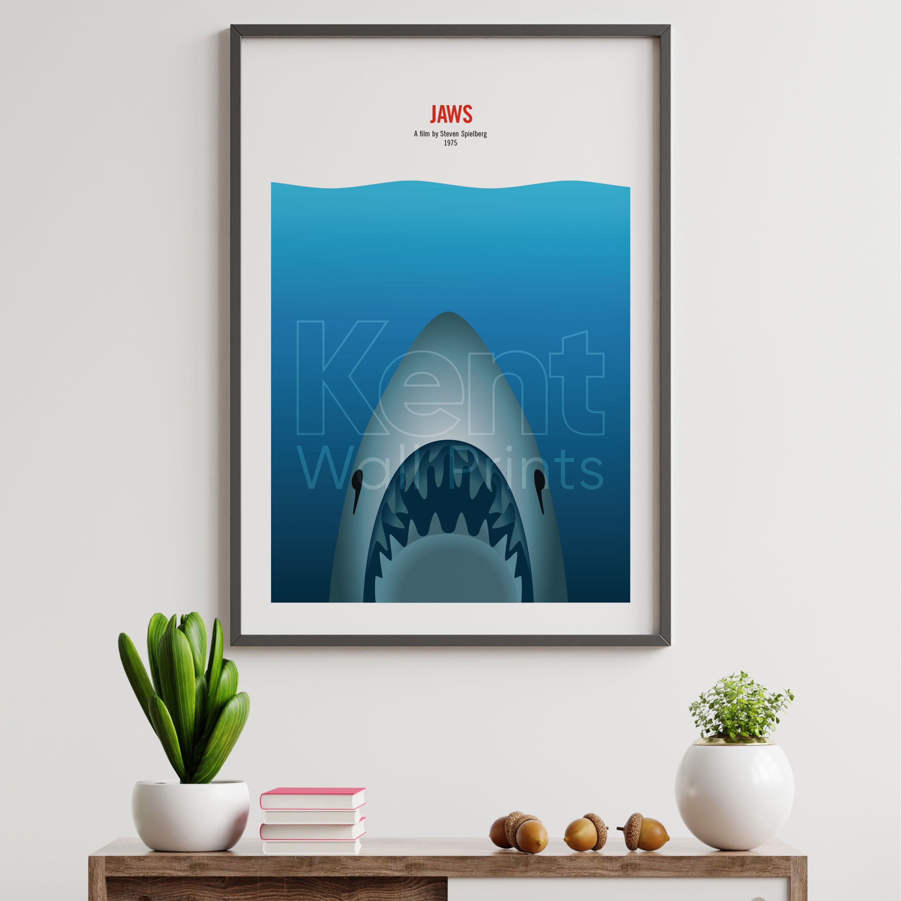 Jaws Minimalist Movie Poster, Classic Steven Spielberg Retro Designer ...