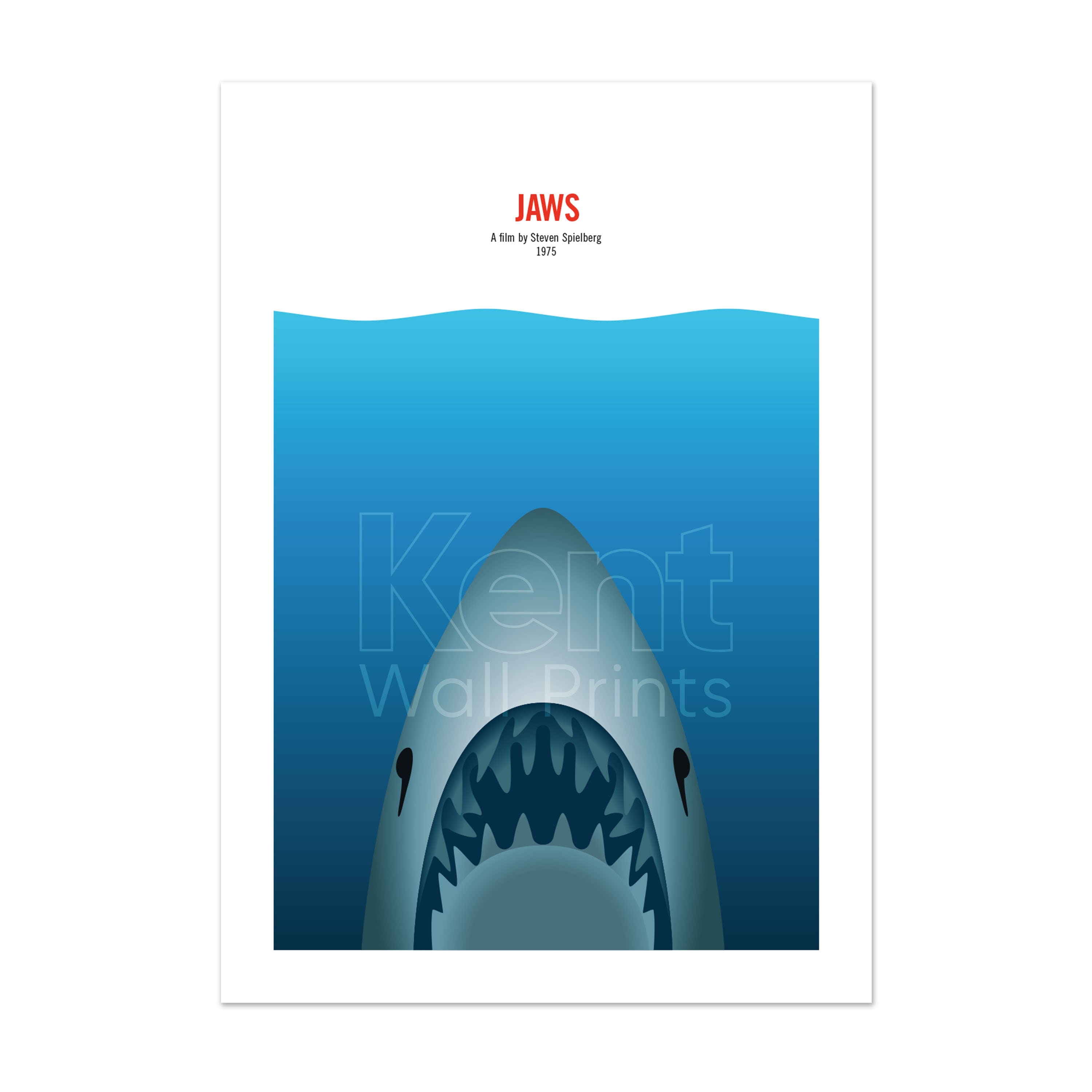 Jaws Minimalist Movie Poster, Classic Steven Spielberg Retro Designer ...