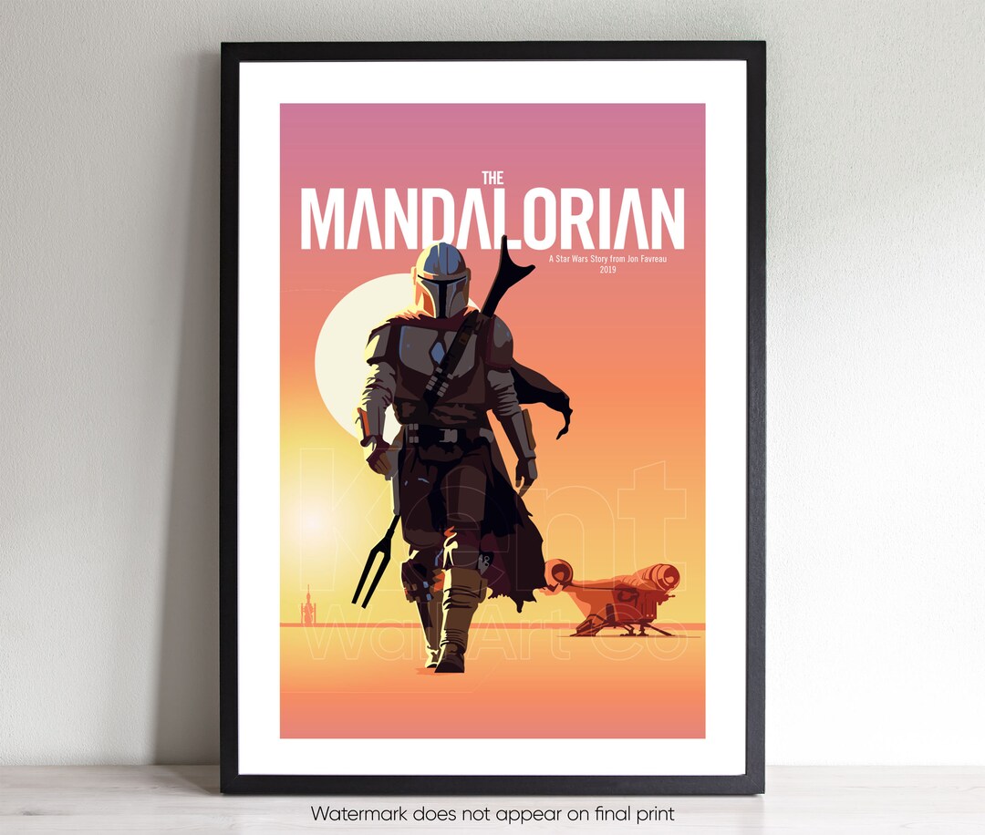 Star Wars the Mandalorian TV Mini Series Minimalist Illustration Scene ...