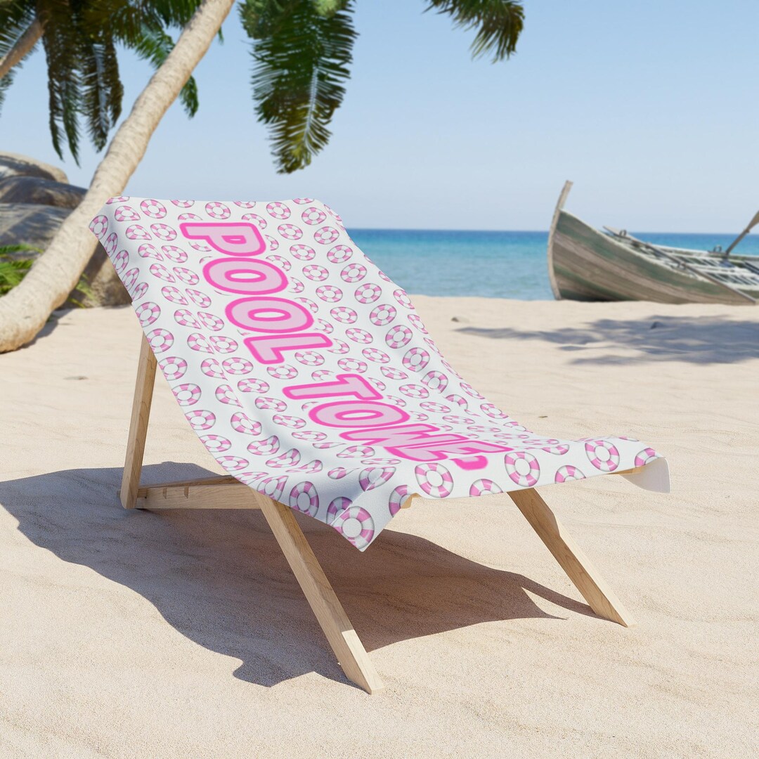 Designated POOL Towel | Pink Pool Float Pattern -customizable - Etsy