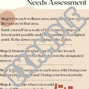 Personal Needs Assessment L Mental Health Worksheet L Self-care L ...
