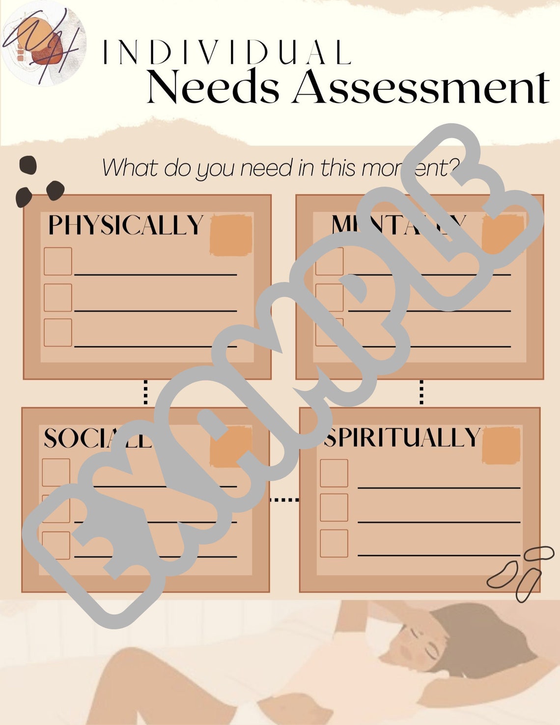 Personal Needs Assessment L Mental Health Worksheet L Self-care L ...
