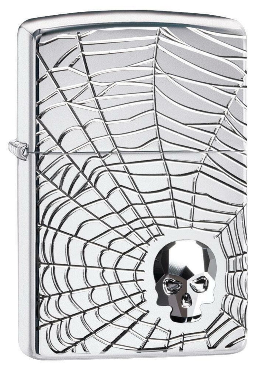 Zippo Lighter: Armor Spider Web and Skull Emblem High Polish Chrome - Etsy