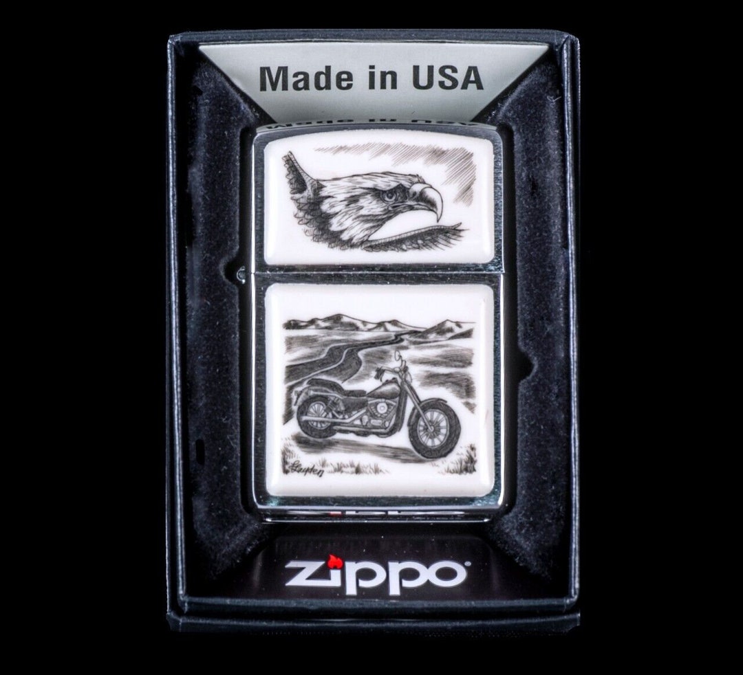 Rare Linda Layden Majestic Bald Eagle Motorcycle Open Road Zippo ...