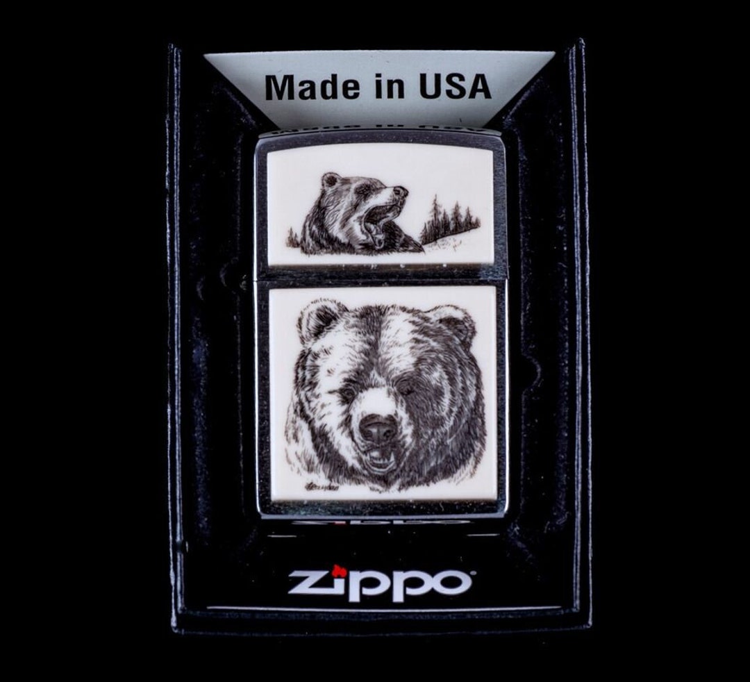 Rare Linda Layden Grizzly Bear Roaring Zippo Lighter - Etsy