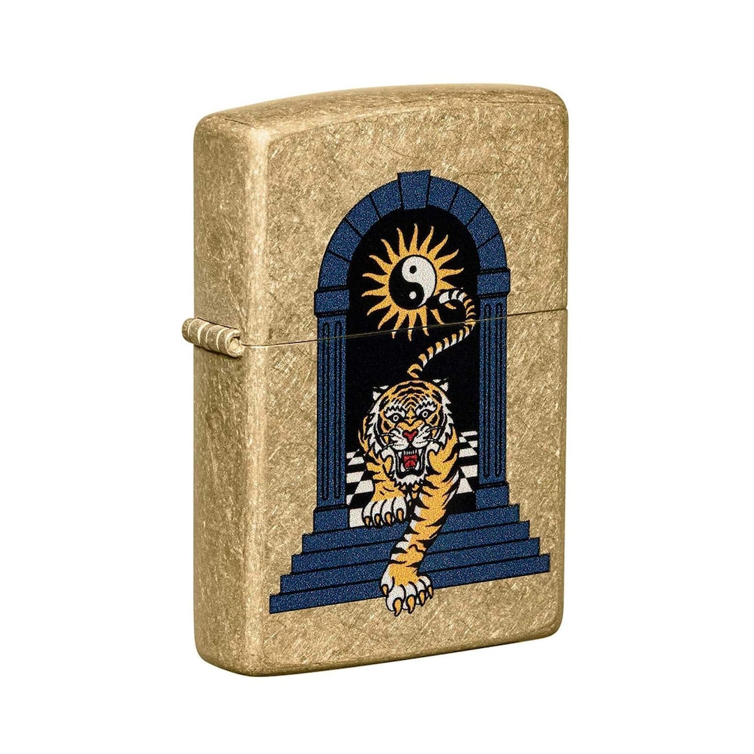 Sharp Tiger Tattoo Design Tumbled Brass Zippo Lighter - Etsy