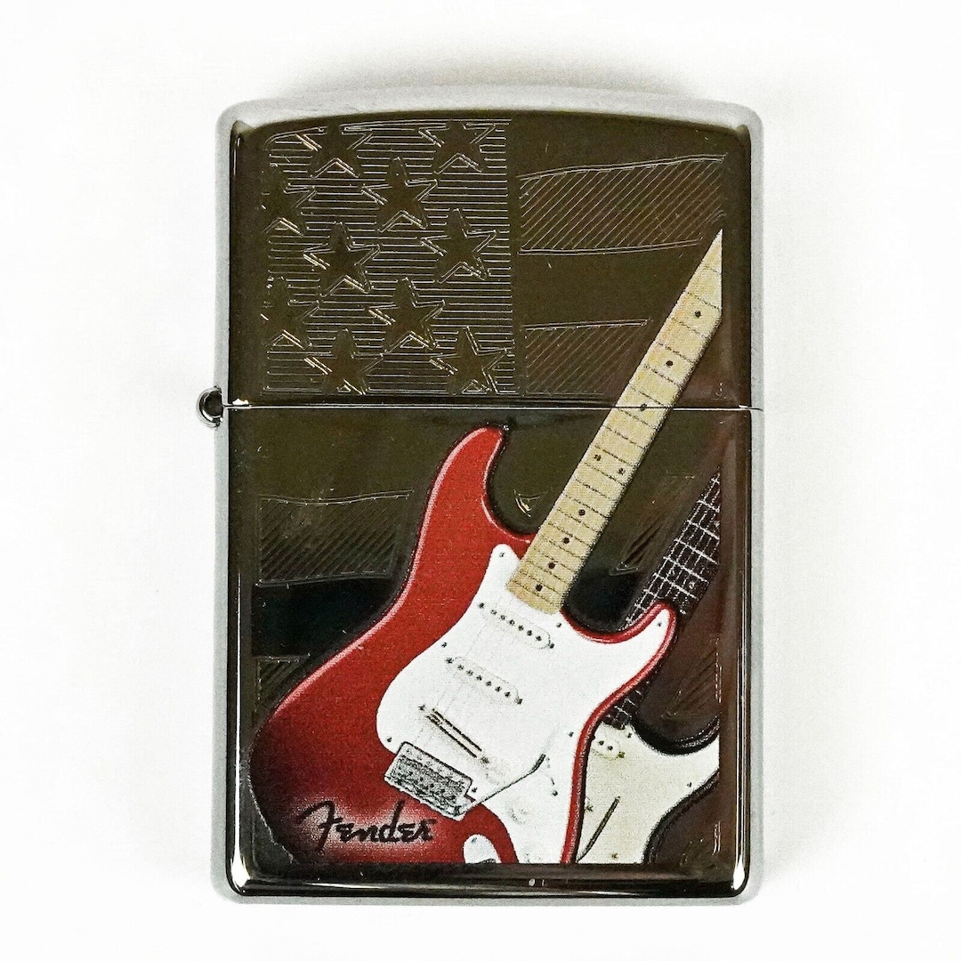 Rare 2015 Stratocaster Fender Guitars Engraved Polished Chrome Zippo ...