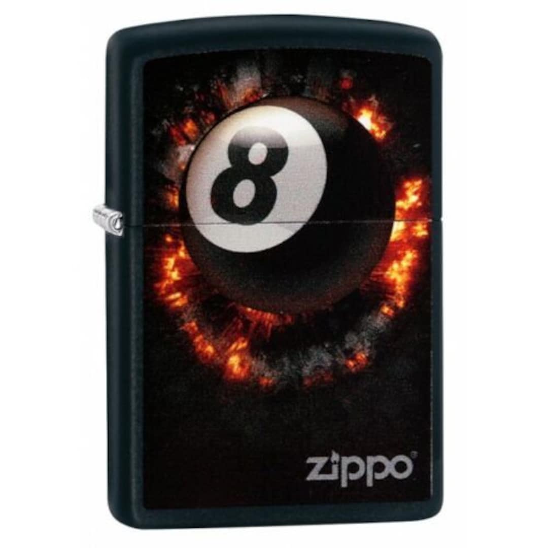 Zippo Lighter: Pool Eight Ball on Fire Black Matte - Etsy