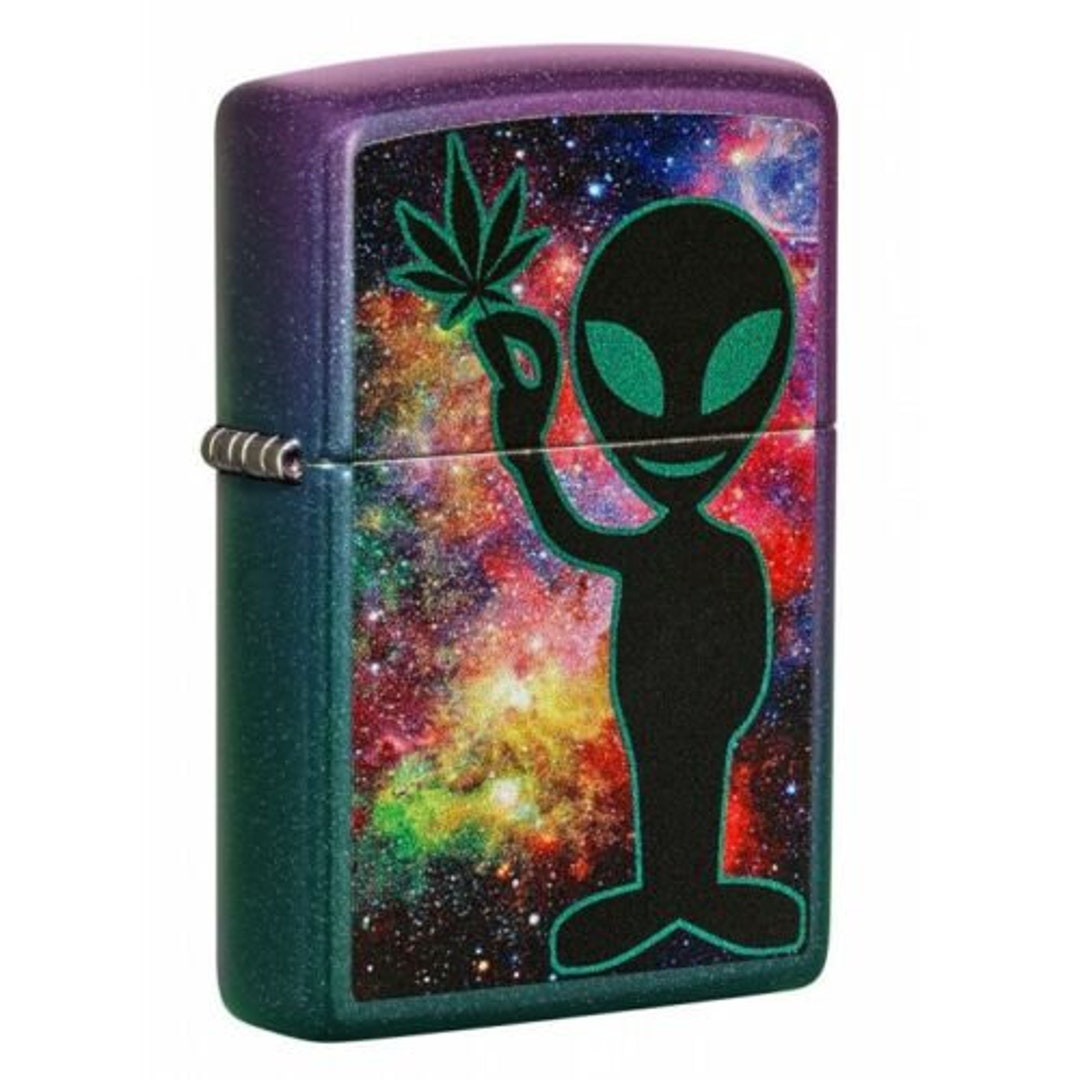 Zippo Lighter: Alien With Weed Leaf - Iridescent - Etsy