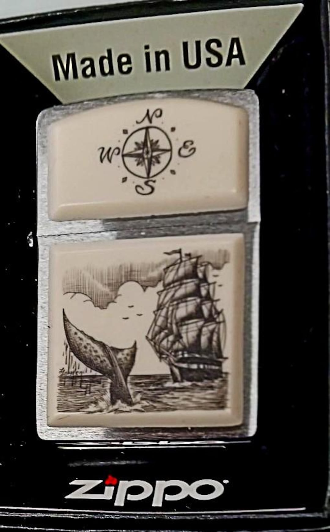 Sharp Tall Ship Whale Tail Compass Scrimshaw Zippo Lighter - Etsy
