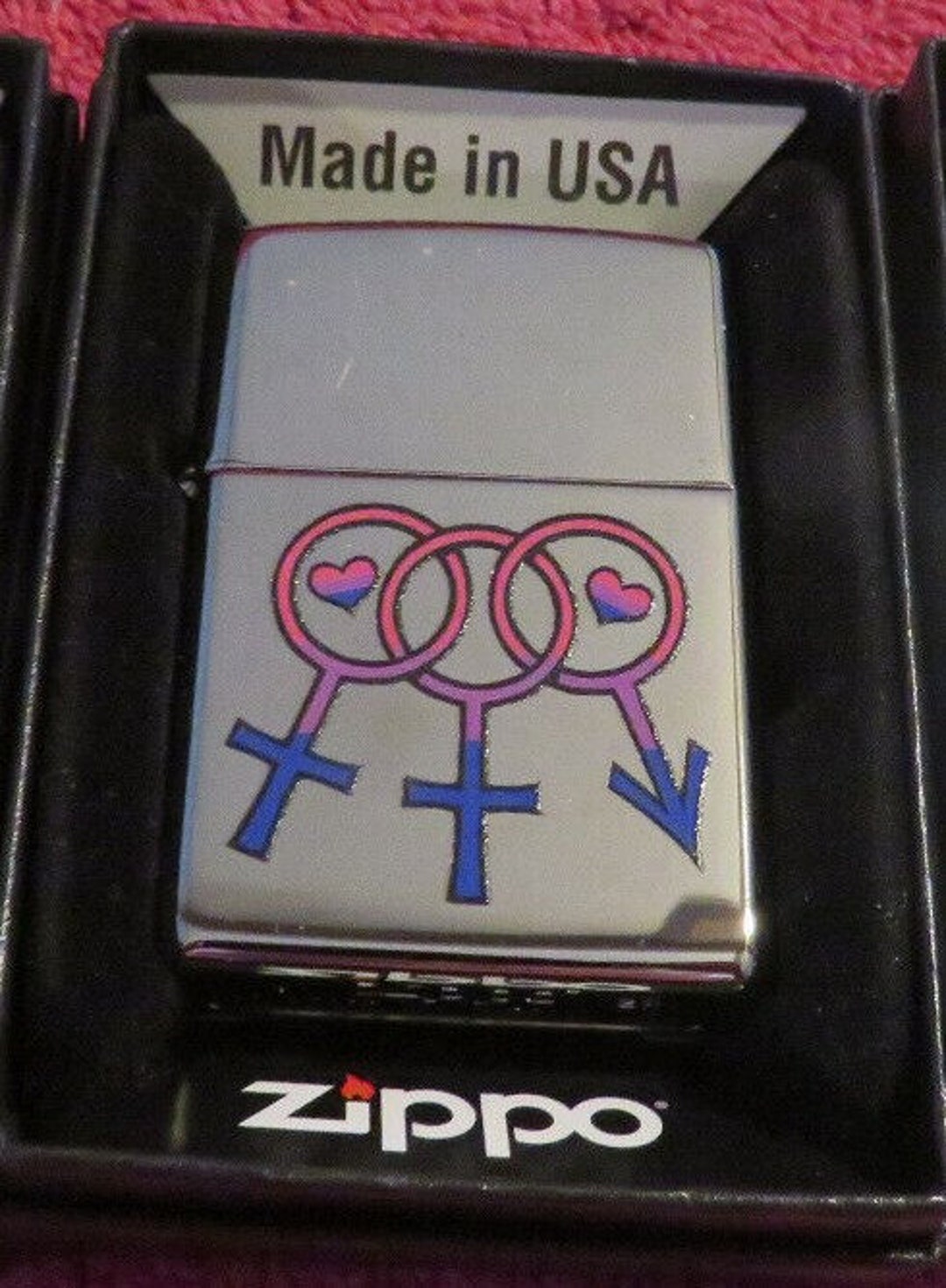 Interlocking Mars Symbols Gay LGBTQ Pride - High Polish Chrome Zippo ...
