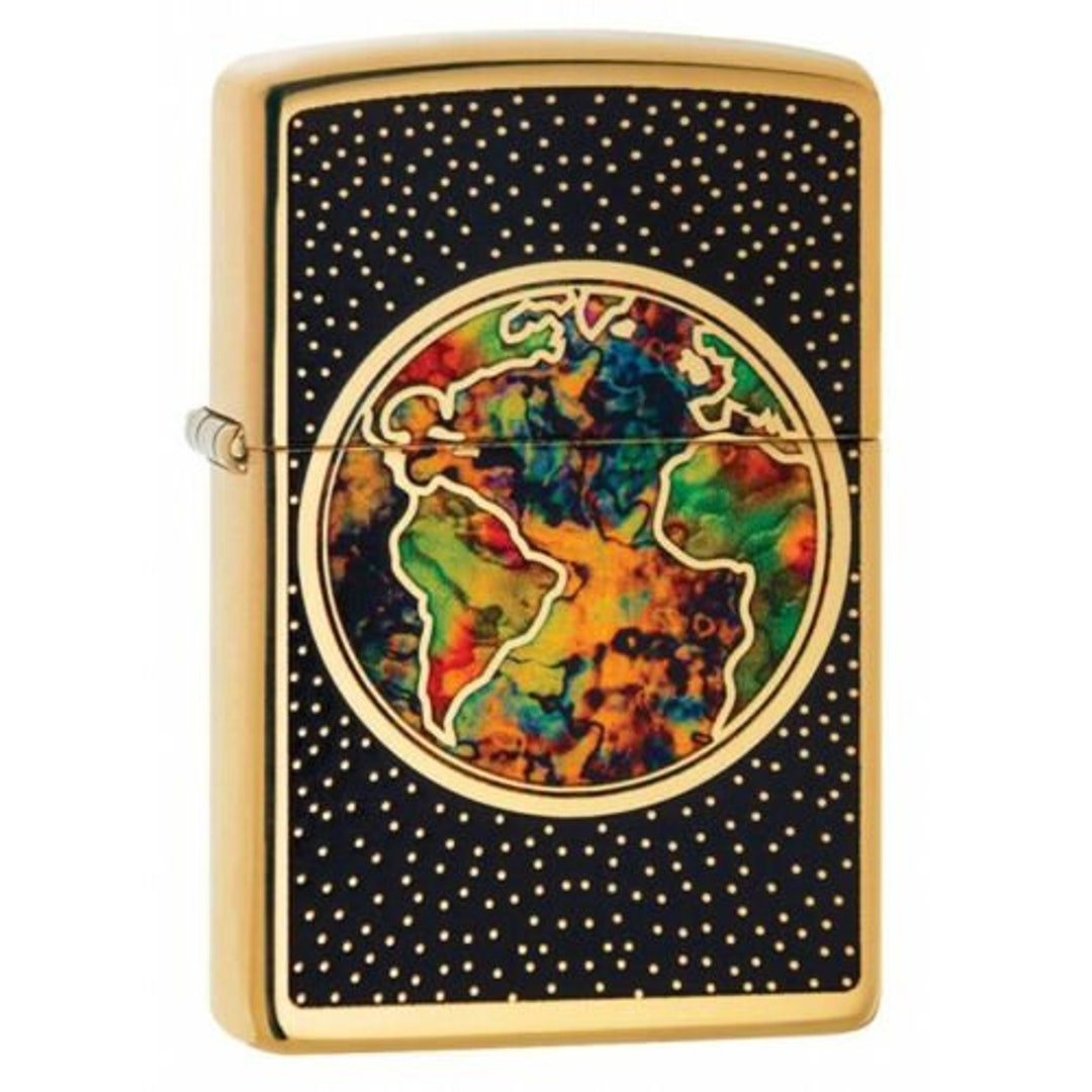 Zippo Lighter: Planet Earth, Fusion High Polish Brass - Etsy