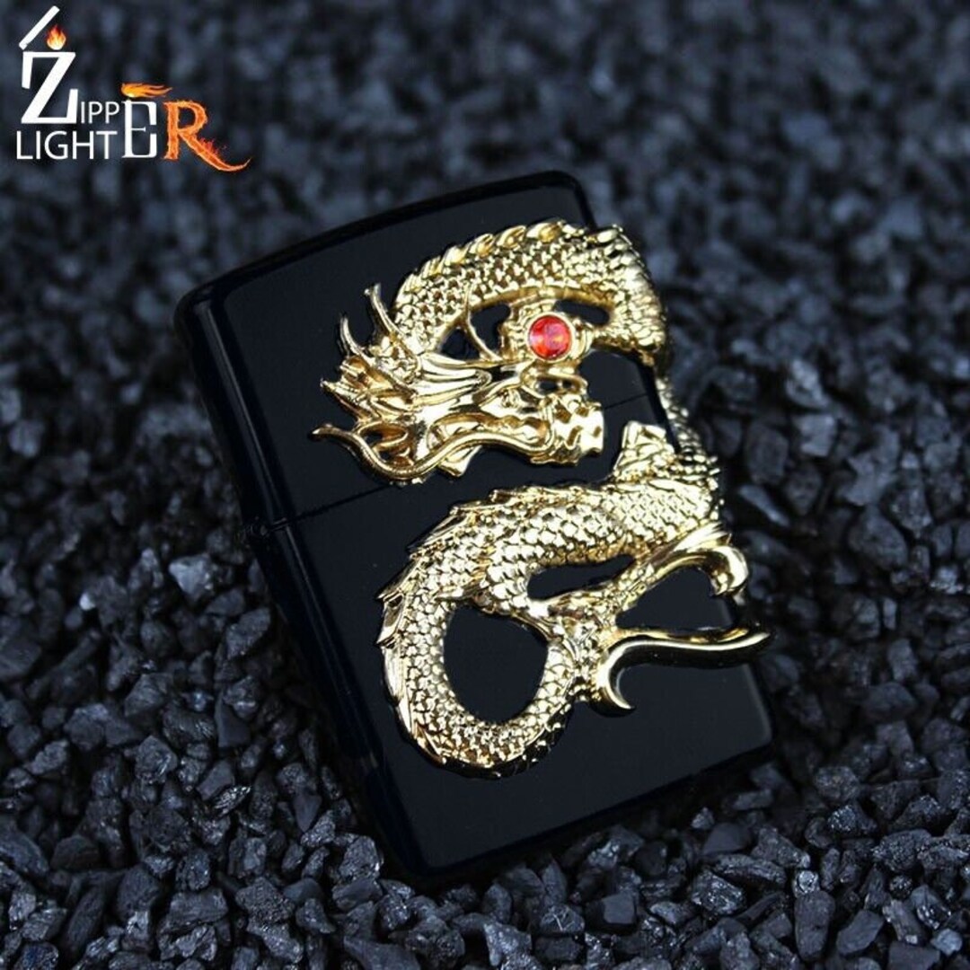 Fancy Amazing Golden Jeweled Dragon Emblem Black Case Lighter - Etsy