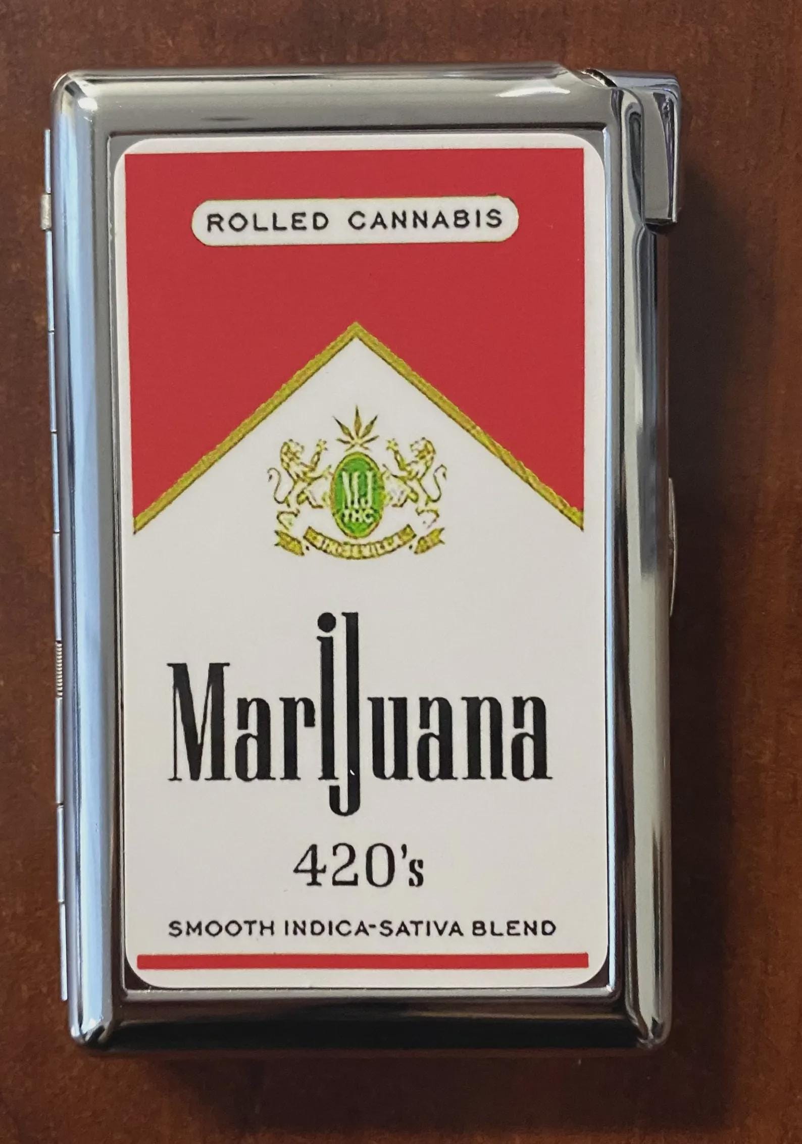 Cigarette Case W/built in Butane Lighter Marijuana Parody for Kings ...