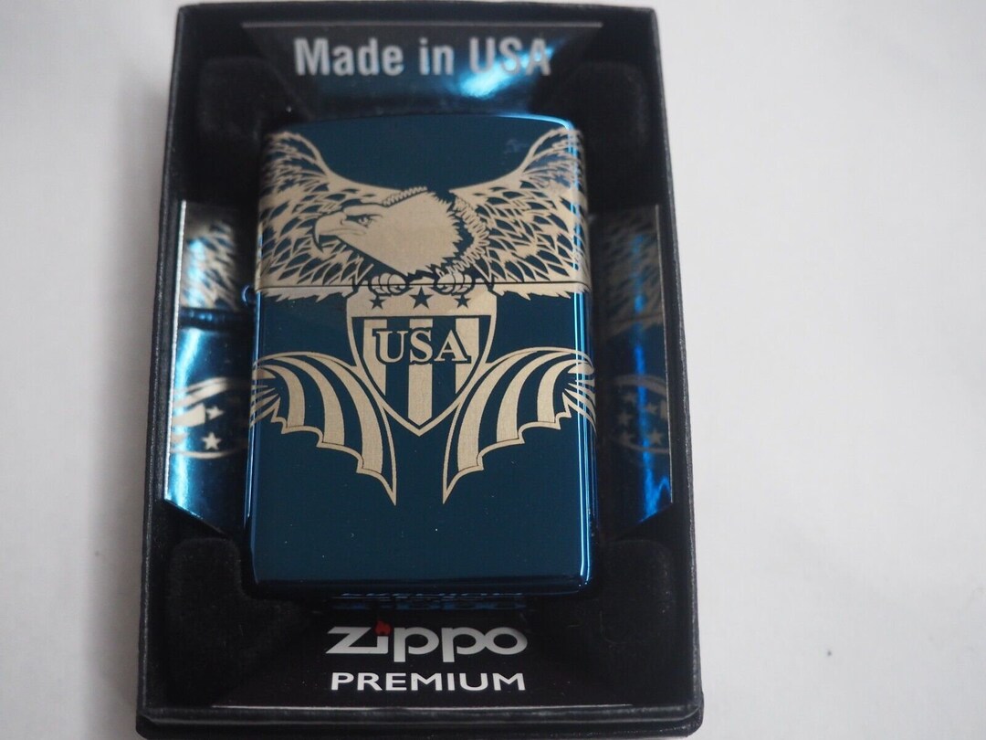 Zippo Lighter: Bald Eagle on USA Crest, Engraved 360 Sapphire - Etsy