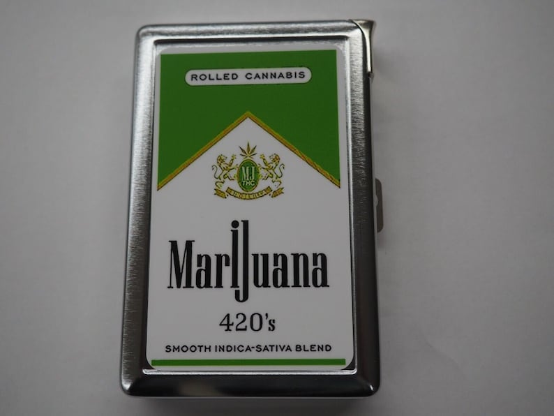 Cigarette Case W/built in Butane Lighter Marijuana Parody for Kings ...