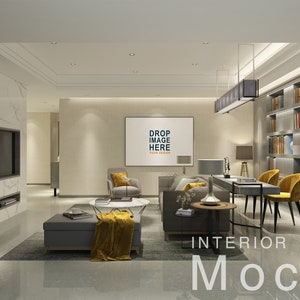 Modern Living Room Interior Mockup - Realistic Render - Etsy