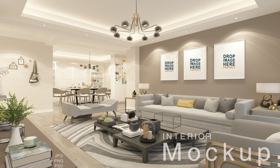 3 Frames Mockup Living Room - Etsy