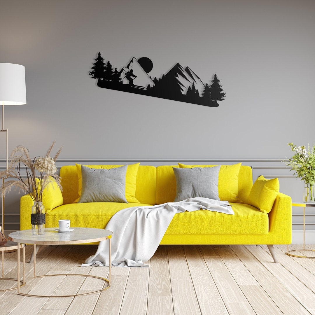Metal Skier Wall Art Mountain and Trees Wall Art Ski Lover - Etsy