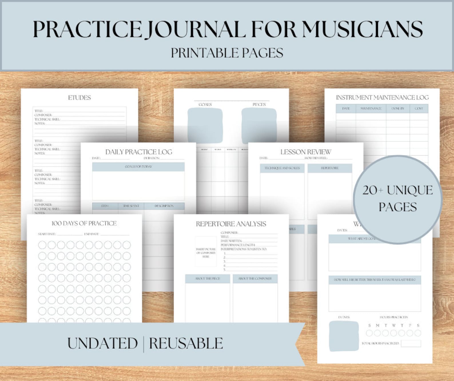 Blue Printable Practice Journal - Etsy