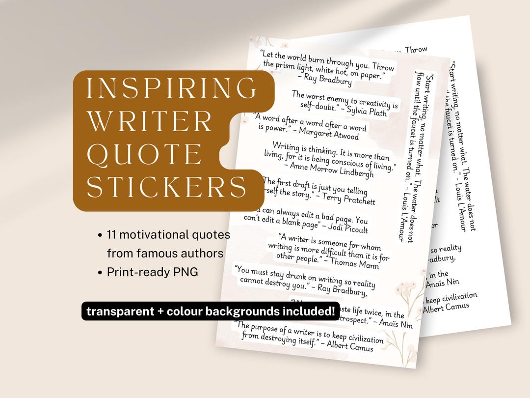 Inspiring Writer Quotes Printable Sticker Sheet Digital Famous Writer ...