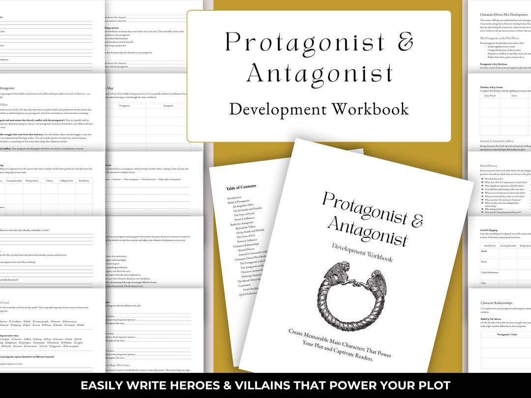 Protagonist & Antagonist Character Development Workbook | Writing ...