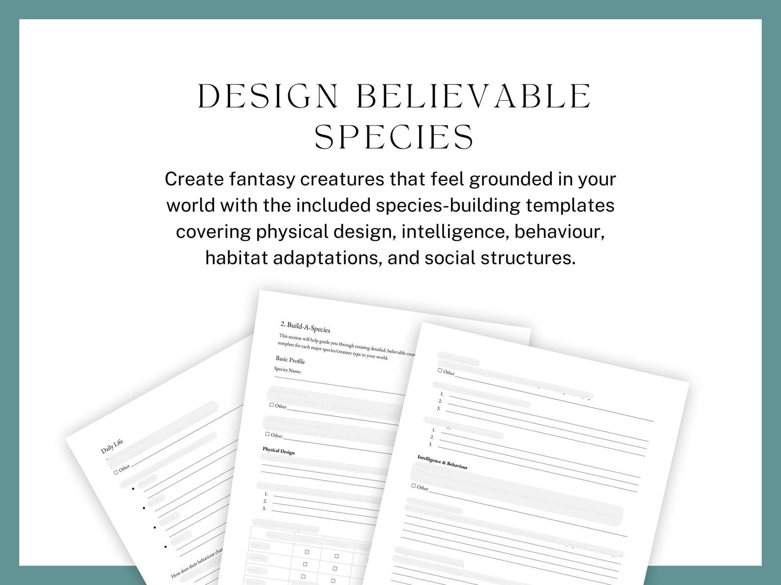 Fantasy Creature Creation Workbook | Printable Worldbuilding Author ...