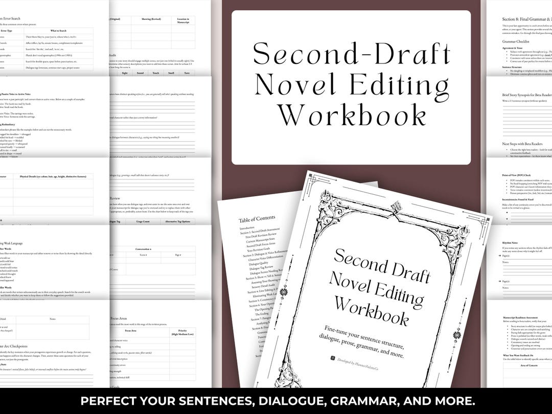 Second Draft Novel Revision Workbook | Self-editing Guide for Writers ...