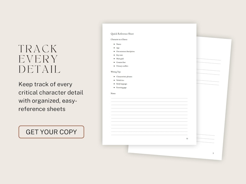 Character Development Printable Workbook for Writers | Novel Writing ...