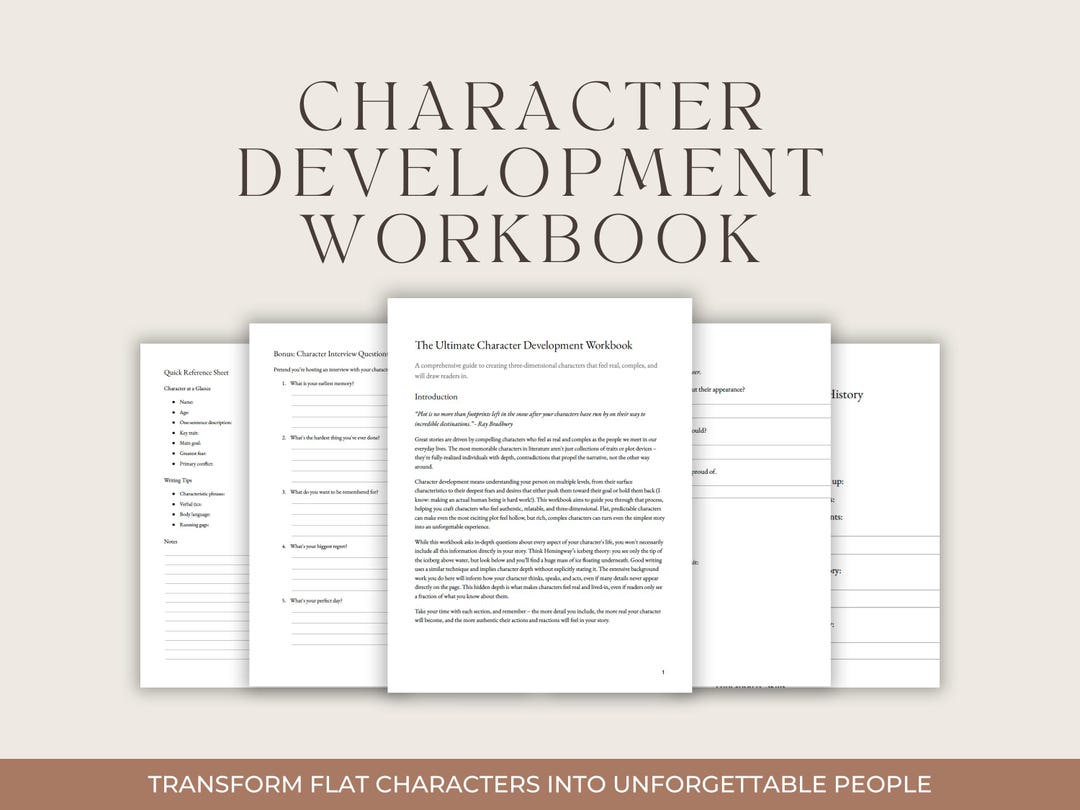 Character Development Printable Workbook for Writers | Novel Writing ...