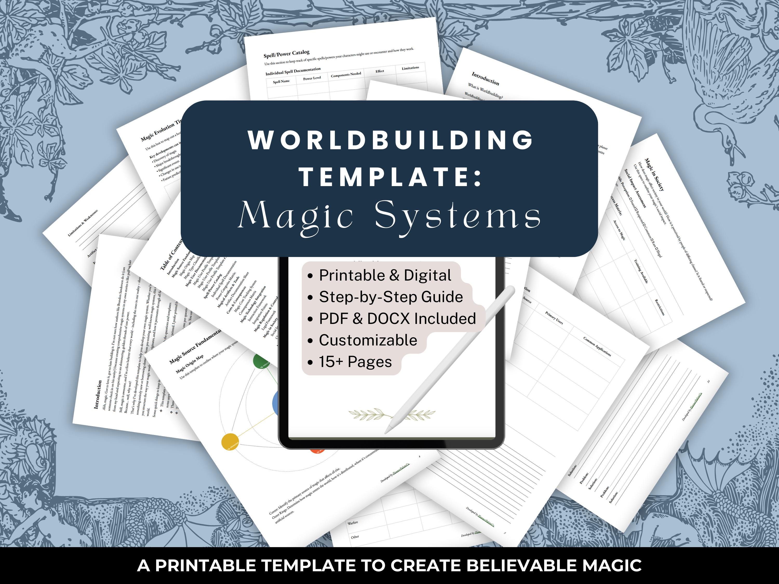 Fantasy Magic System Planner | Worldbuilding Template | Author Writing ...