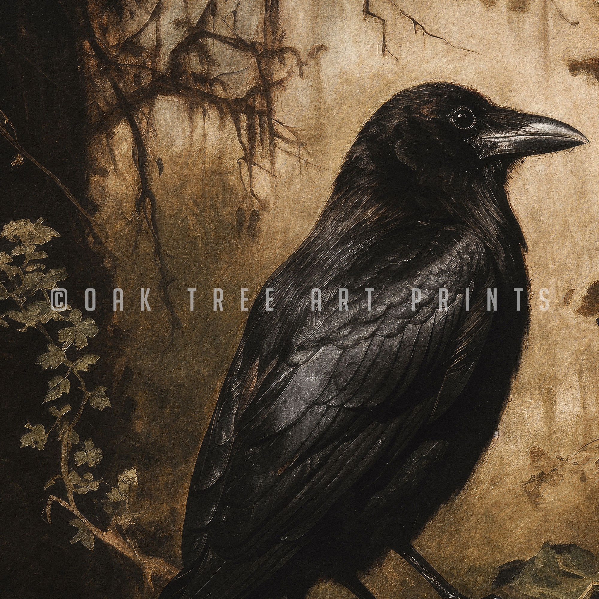 Dark Raven Print Moody Goblincore Home Decor Dark Etsy