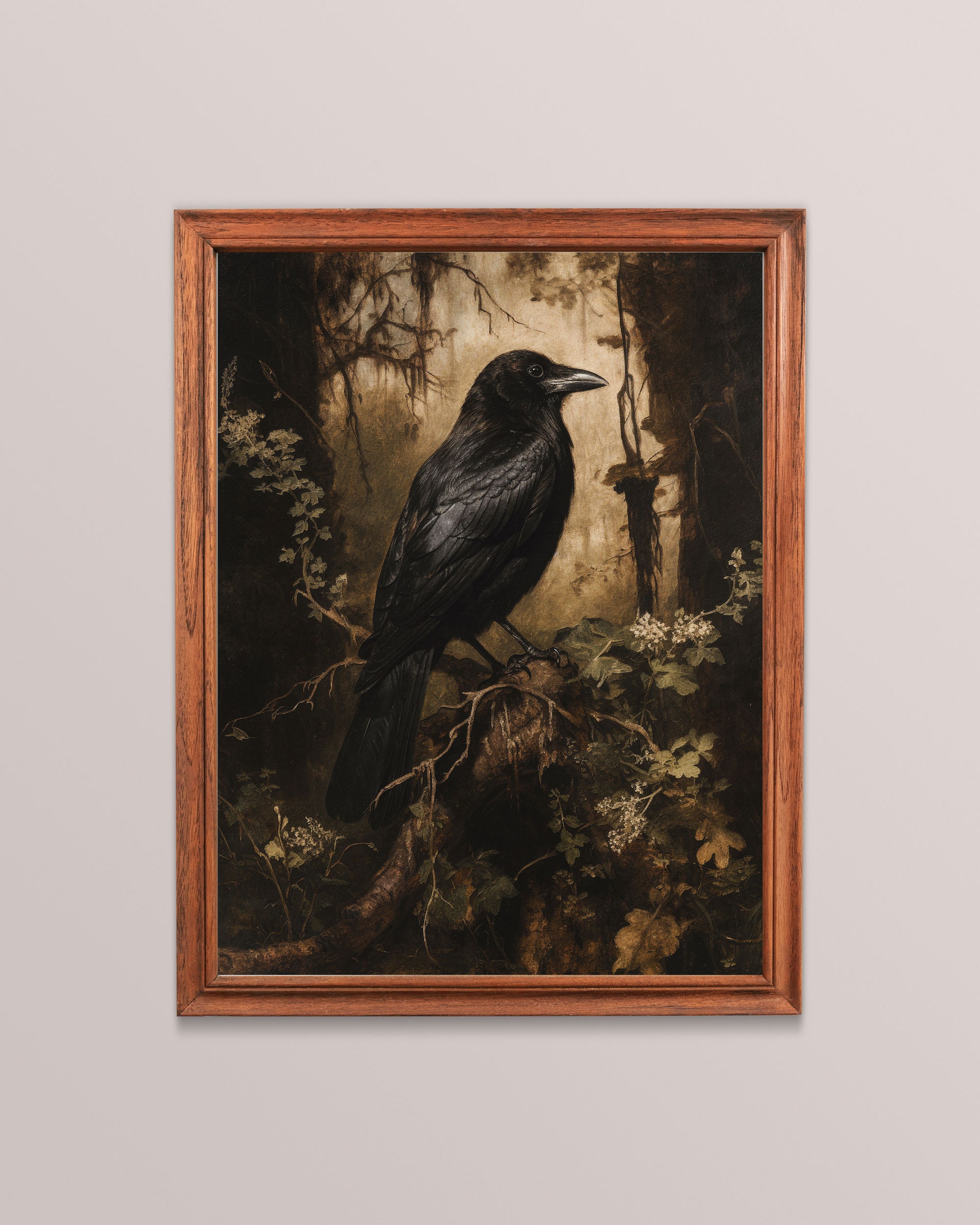 Dark Raven Print Moody Goblincore Home Decor Dark Etsy